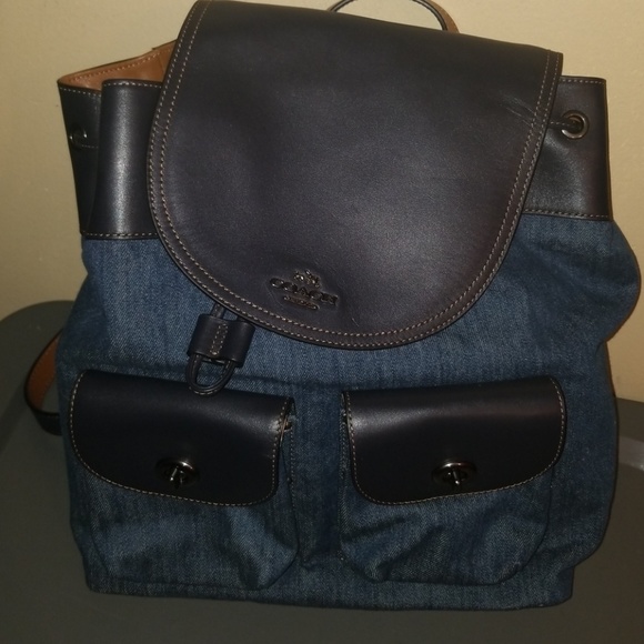 Coach | Bags | Coach Denim Leather Blue Jean Backpack | Poshmark